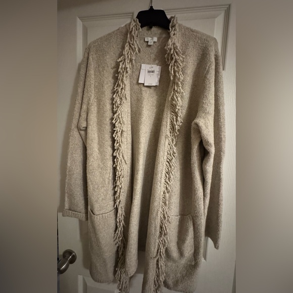 J. Jill | Sweaters | Jjill Taupe Fringe Cardigan | Poshmark